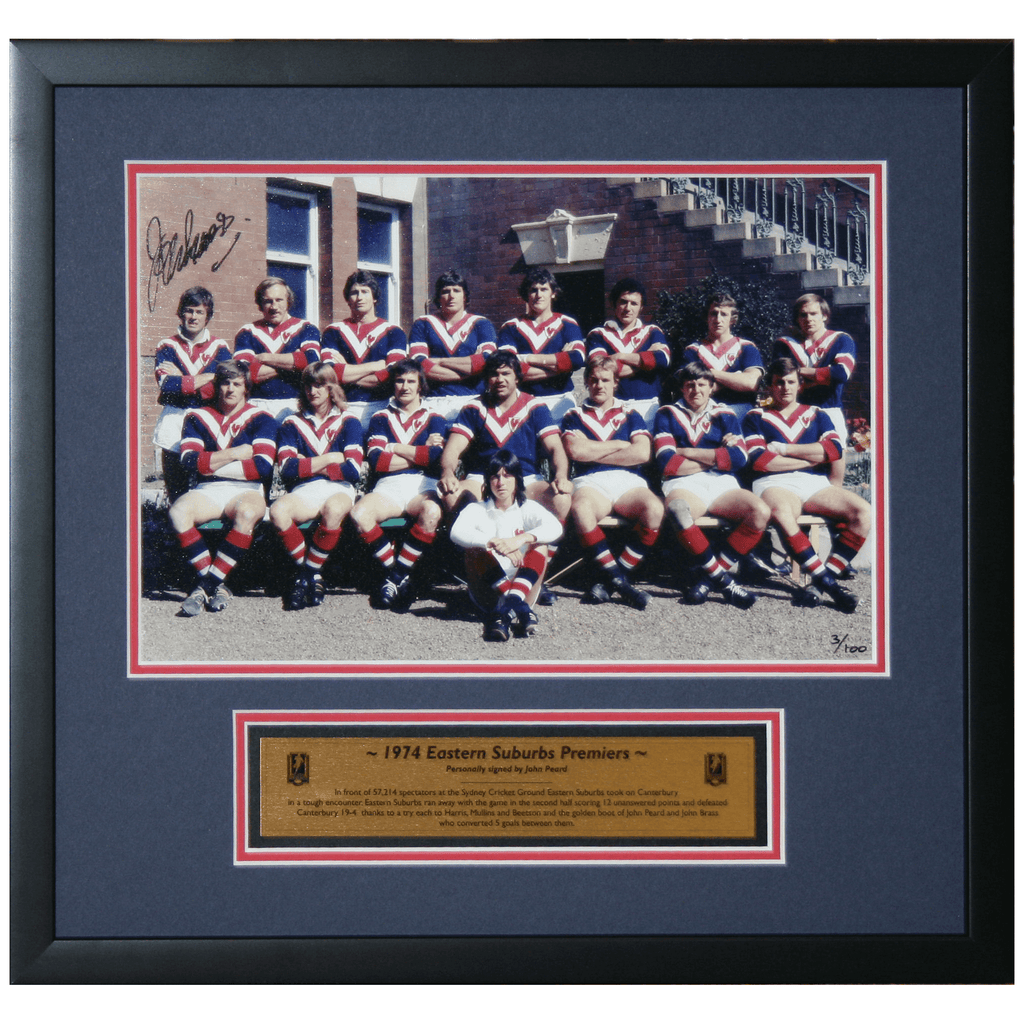 John Peard Signed 1974 Roosters Eastern Suburbs Premiers Team Photo ...