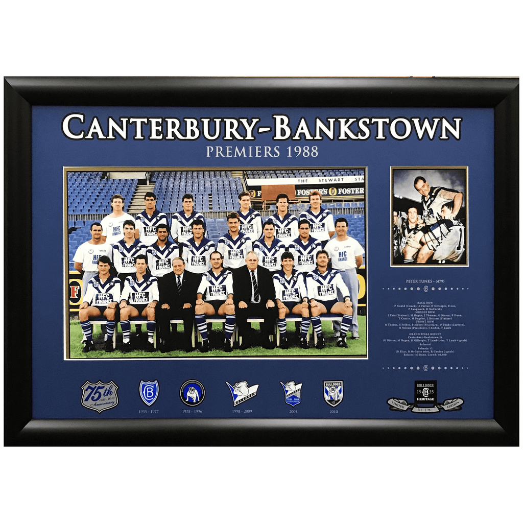 Peter Tunks Signed Canterbury Bankstown Bulldogs 1988 Team Photo Colla ...