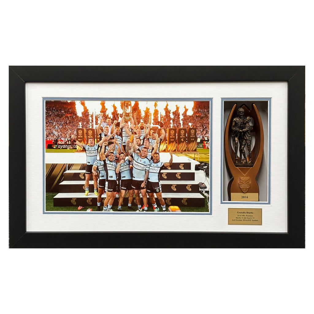 Framed Trophy – 2016 Cronulla Sharks NRL Premiership Display – Icons of ...