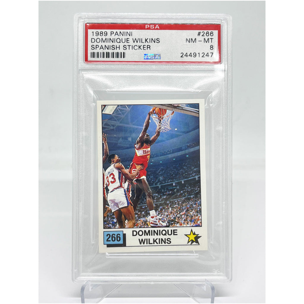 1989 Panini Dominique Wilkins Spanish Sticker PSA NM-MT 8 – Icons of Sport