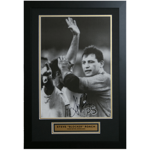 Steve 'Blocker' Roach Signed Headpat Photo Framed – Icons of Sport