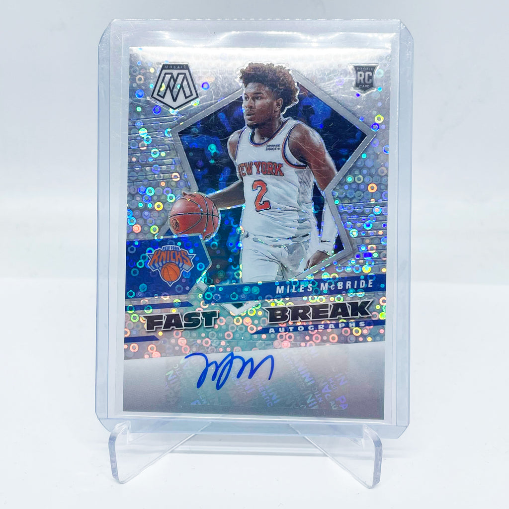 2021-22 Panini Mosaic Fast Break Miles McBride Silver Disco Rookie Aut ...