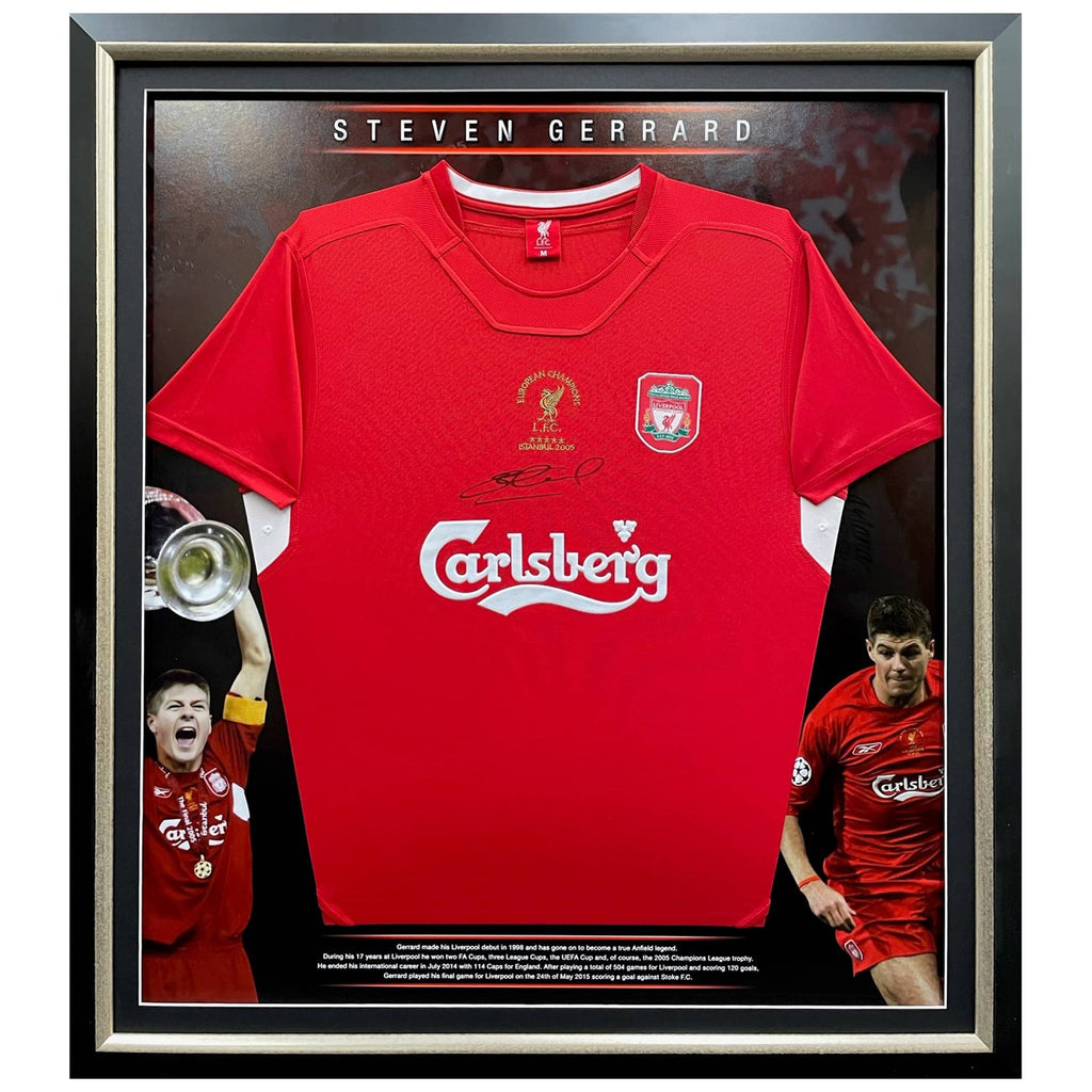 Steven Gerrard Hand Signed Liverpool FC Jersey Framed – Icons of Sport