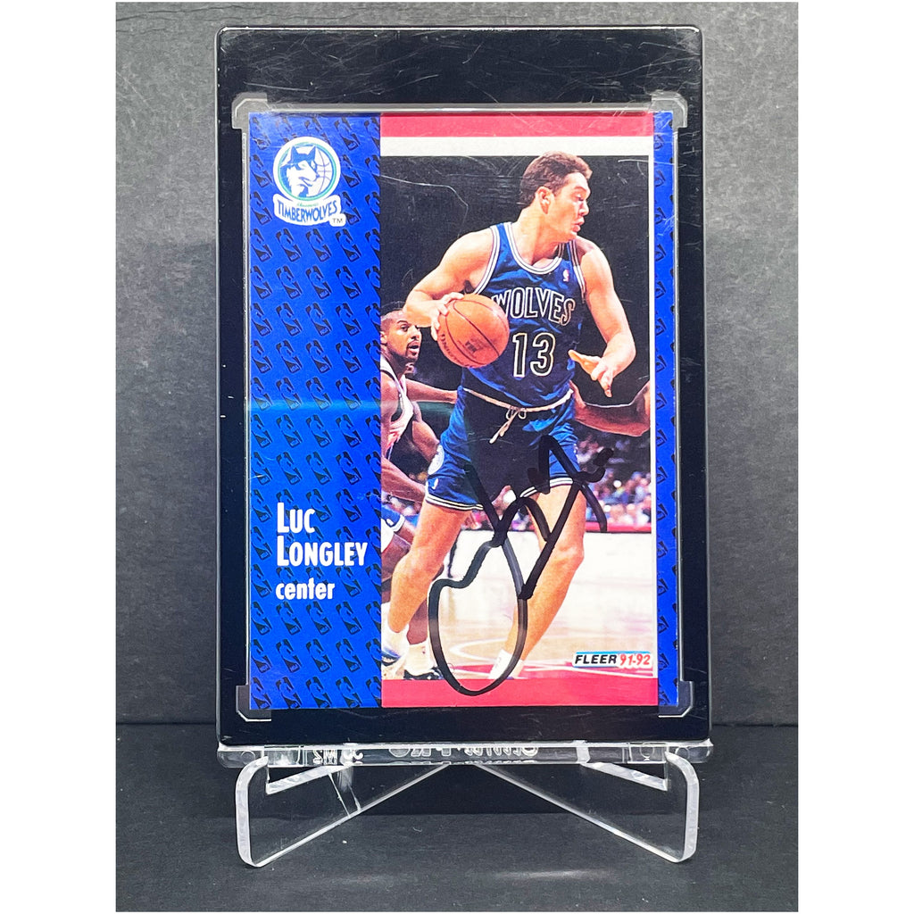 Fleer 1991-92 Luc Longley Signed Rookie Card Minnesota Timberwolves ...