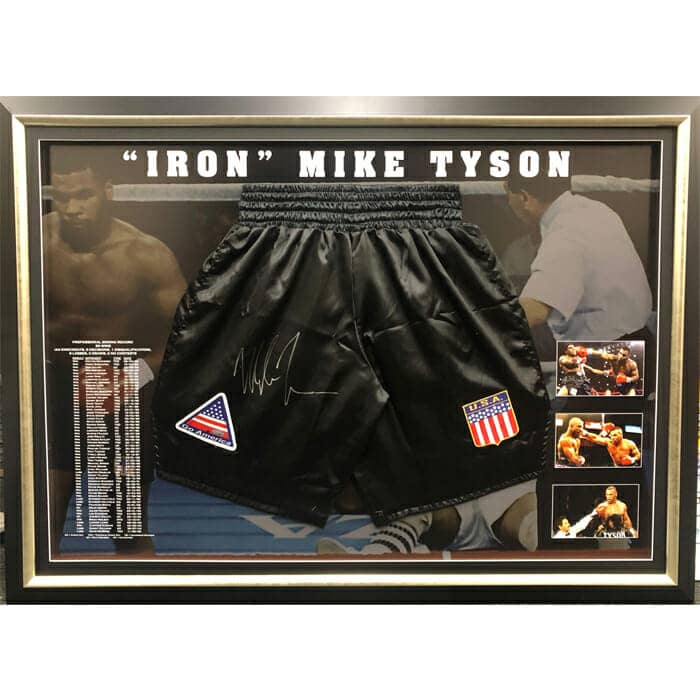 Mike Tyson Signed Boxing Trunks Framed – Icons of Sport
