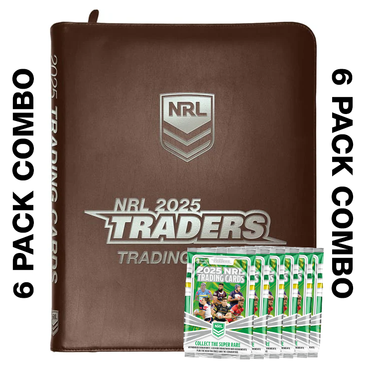 2025 NRL Traders Retail Trading Card Hobby Album + 6 2025 TLA Traders ...