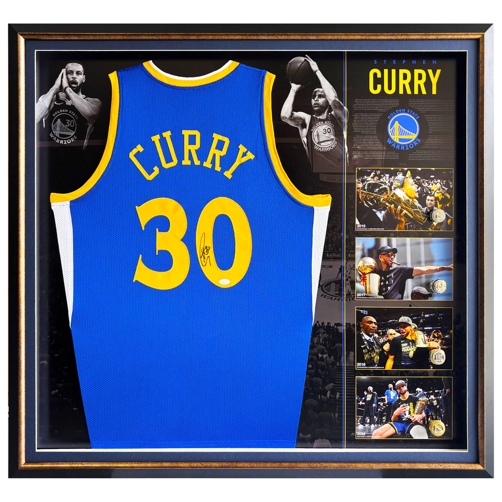 Stephen Curry Signed Jersey & Championship Replica Ring Display - BAS ...